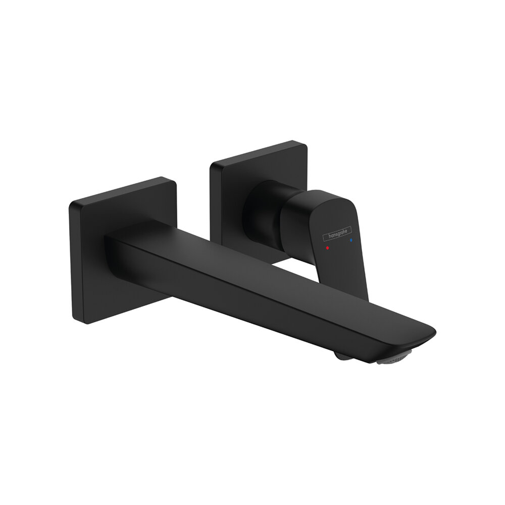 Смеситель для раковины Hansgrohe Logis, однорычажный, Fine скрытый настенный монтаж, с изливом 20,5 см, матовый черный 71256670