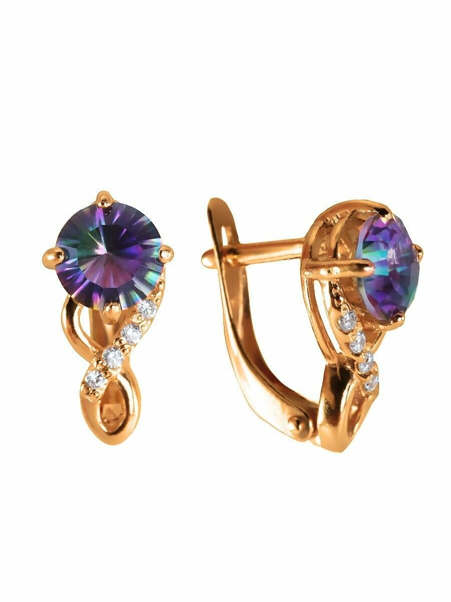 Серьги, серебро, 925 проба, кварц синтетический, фианит