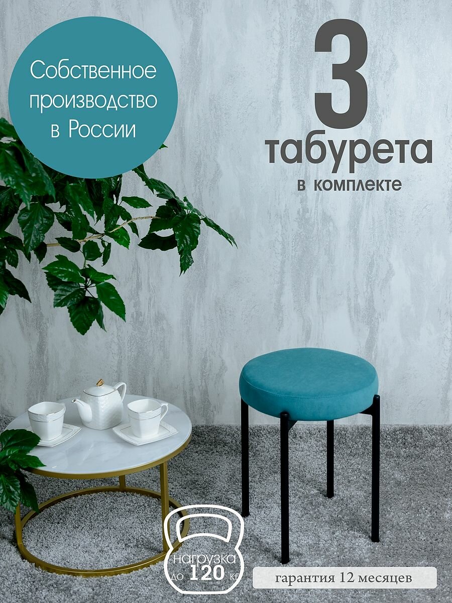 Табурет для кухни Бакс 3 шт, Мятный