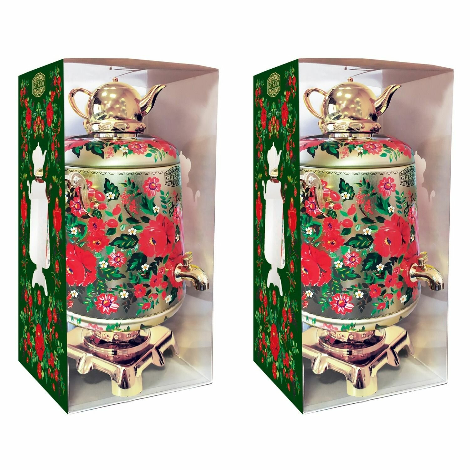 GET&JOY Чай черный Самовар расписной золотой, листовой, ОРА цейлон, 75 г, 2 уп