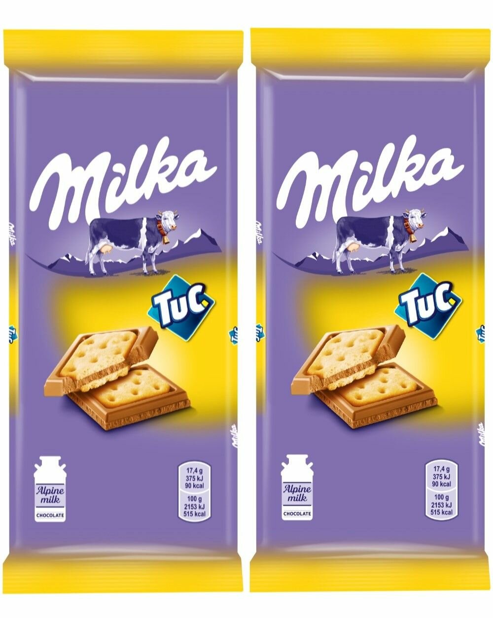 Milka Шоколад молочный Tuc, с соленым крекером, 87 г, 2 шт