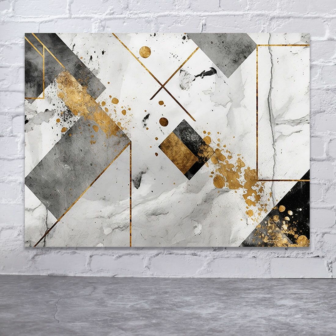 Картины для интерьера 30х40 Абстракция мрамор белый с золотом