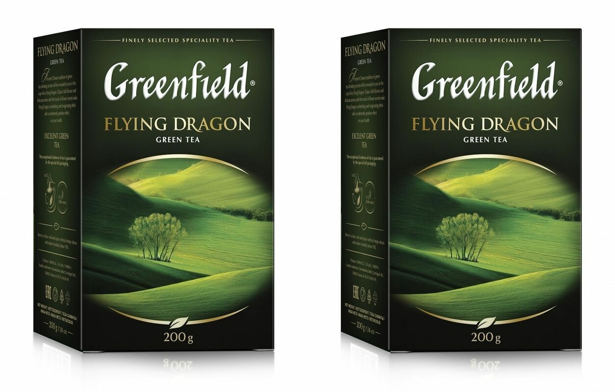 Greenfield Чай зеленый Flying Dragon, листовой, 200 г, 2 уп