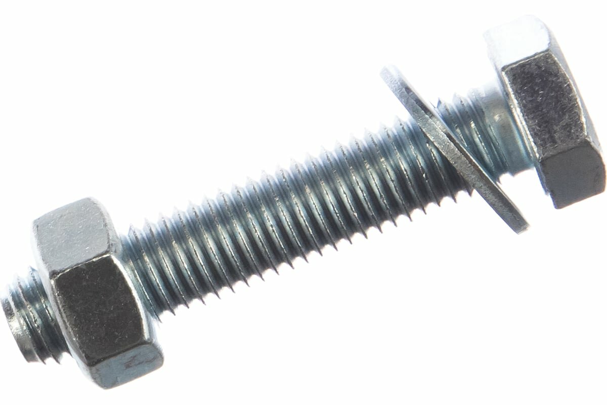Tech-Krep Болт DIN933 оцинкованный М12x60 с шестигранной головкой, гайка и шайба 2 шт