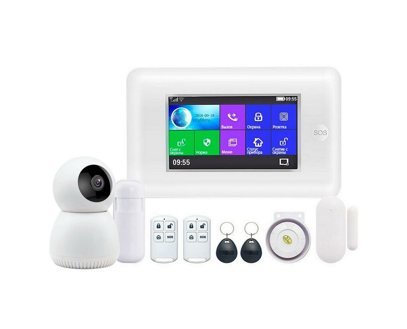 Беспроводная GSM сигнализация для дома с датчиком движения и камерой - Страж Галактика-GSM и HDcom 107-ASW5-8GS (W4633RU) (для дома и квартиры)