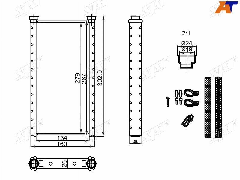 . SAT Радиатор отопителя салона (печки) для AUDI A6 11-18/A7 11-18/A8 10-17