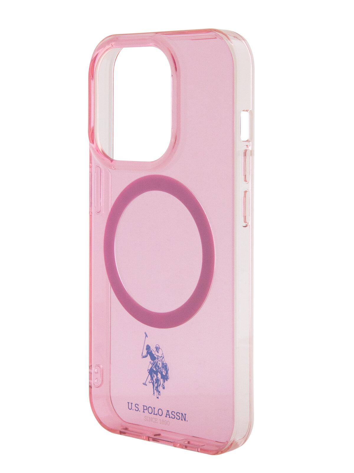 U.S. Polo для iPhone 15 Pro чехол PC/TPU Double Horse logo Hard Pink (MagSafe)