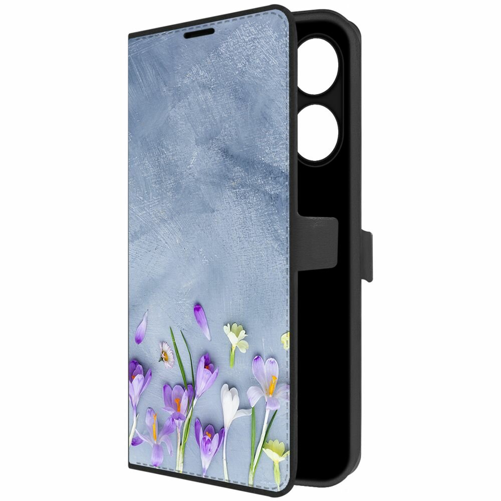 Чехол-книжка Krutoff Eco Book для Xiaomi Redmi 13 Цветочное настроение (черный)