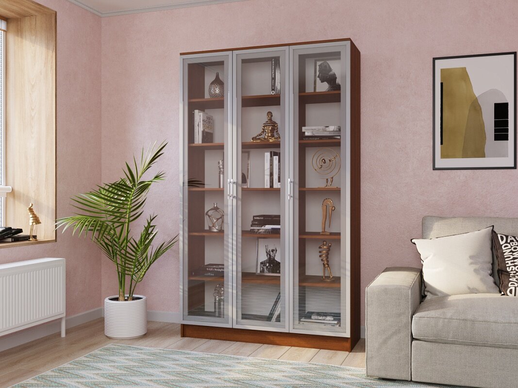 Книжный шкаф МебельЛэнд24 Альма - 13 Орех Экко 90x30x200