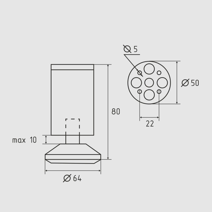 Ножки для мебели регулируемые металлические, опора мебельная SANBERG D50/Н80, хром матовый, набор 2 штуки