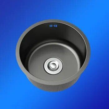 Кухонная раковина 28/32/36/40 см, круглая, с отверстием для перелива, нержавеющая сталь, матово-черная, с устройством для слива сифона, умывальник