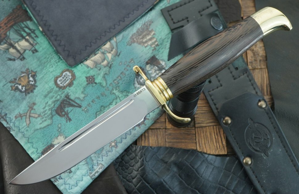 Нож Антарес НКВД, сталь 65Х13, рукоять латунь, венге