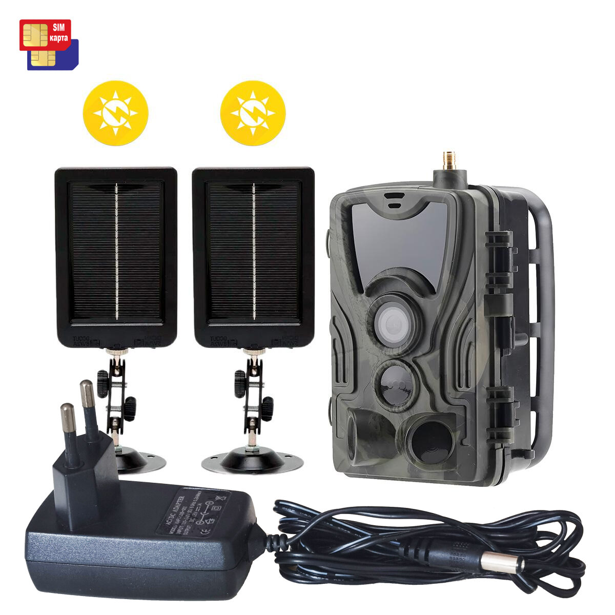 Набор фото ловушка 3G/4G Filin 801G-HC (NEW-4G) (Y13942MOK) и ДВЕ солнечные панели SP(06) (фотоловушка с солнечной батареей). Фотоловушка для дачи