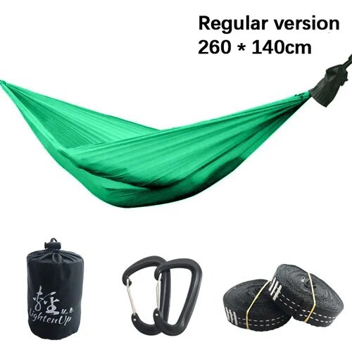 2024 Новый сверхлегкий 380T (20D) нейлоновый гамак для кемпинга на открытом воздухе, качели для сна, дерево, кровать, сад, задний двор, переносной гамак, кресло Зеленый, 2.6M 01