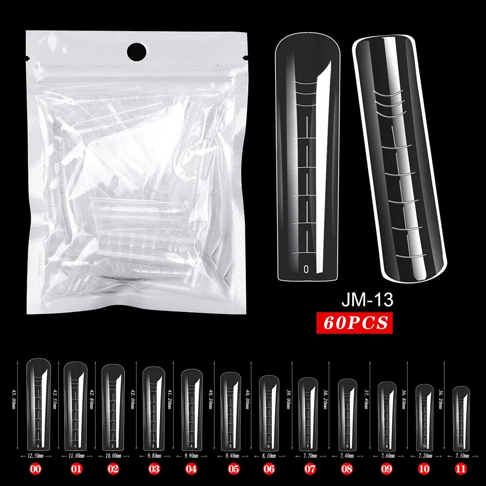Формы для ногтей JM-13, прозрачные, 60 шт.