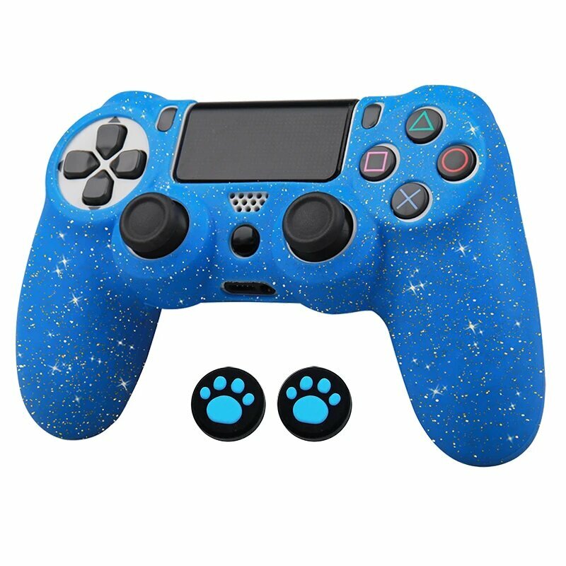Силиконовый чехол для геймпада PS4 Ralan Gold spangle Blue