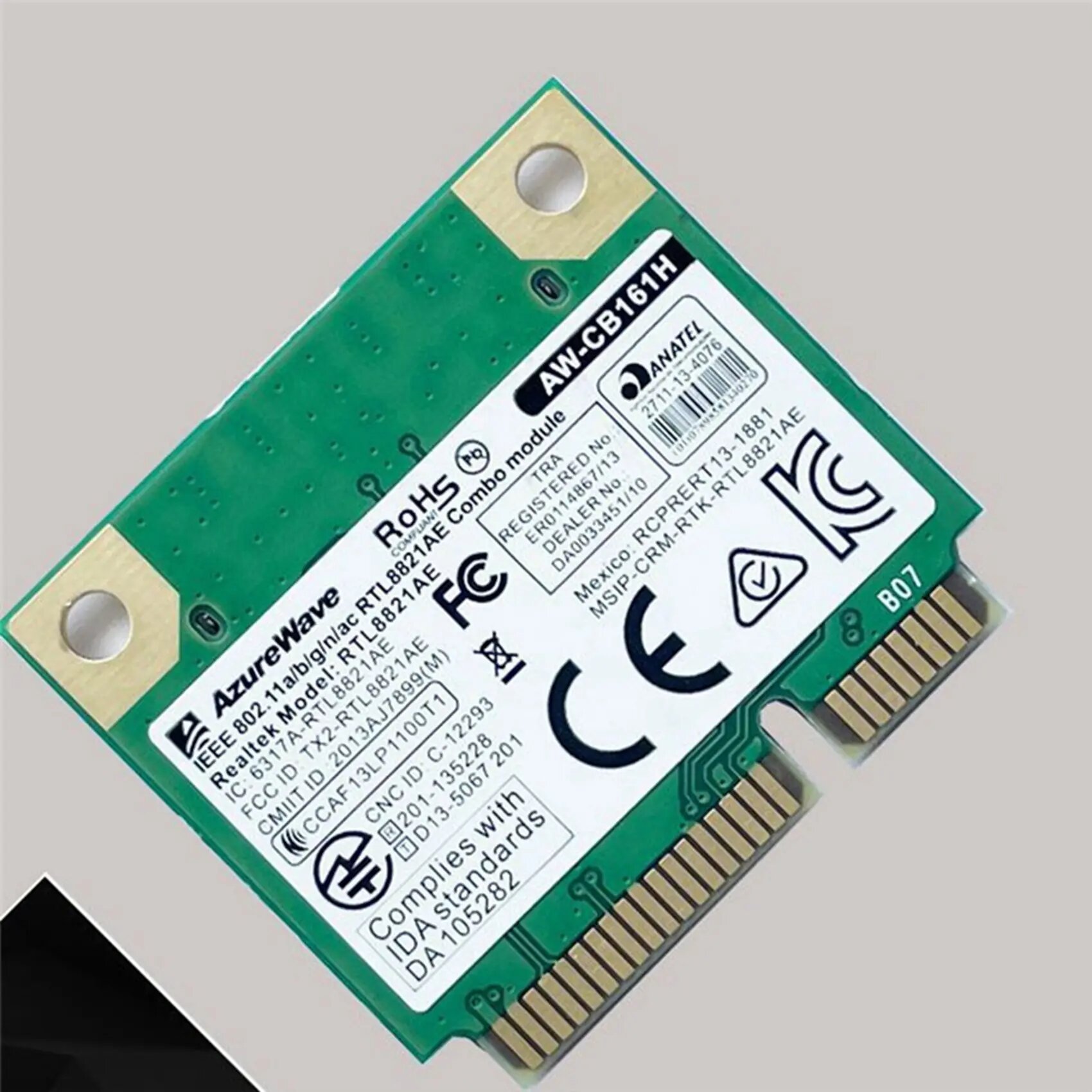 Двухдиапазонный Realtek RTL8821 AW-CB161H Wi-Fi Wlan Card Bluetooth 4.0 Combo Беспроводной полумини-адаптер PCI-E 433 Мбит/с 802.11Ac