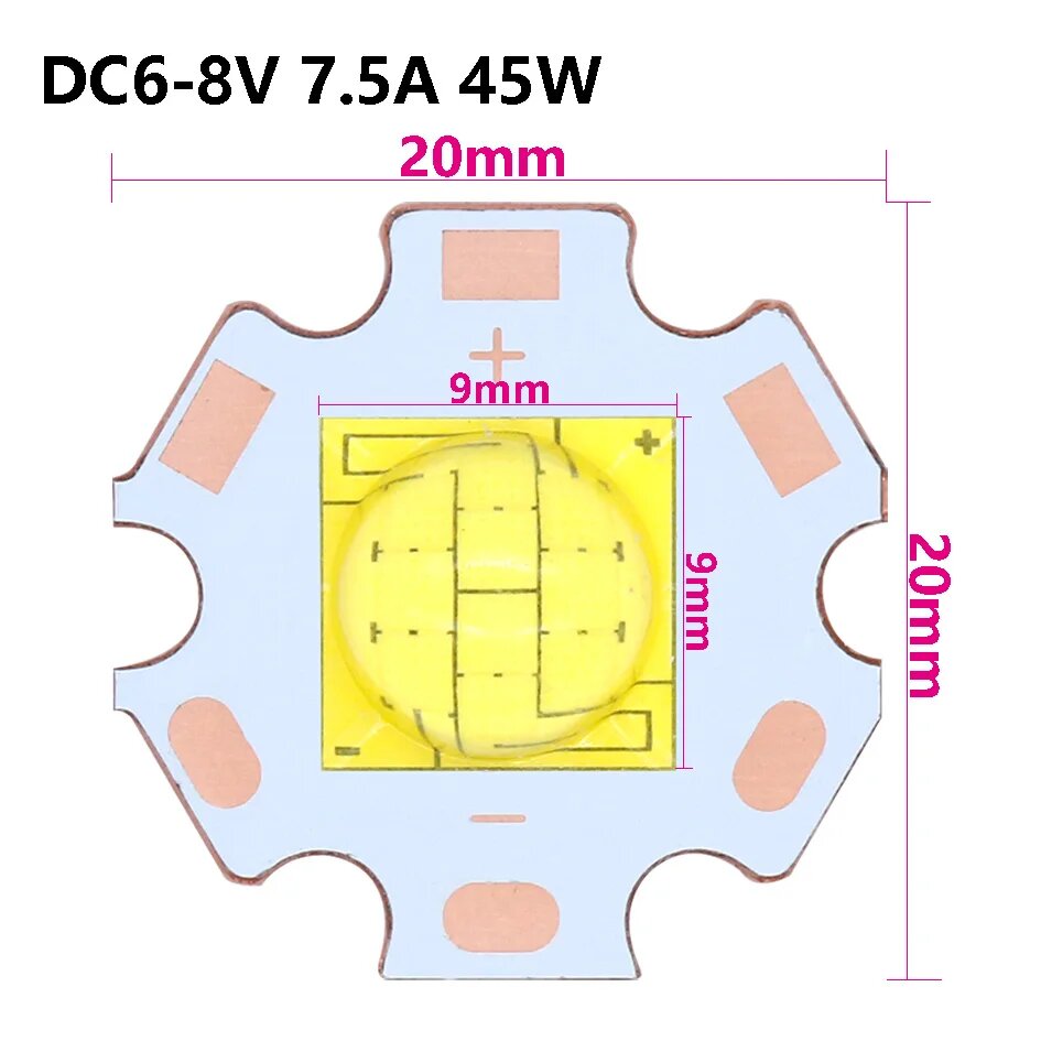 Светодиод LED для фонаря XHP50/XHP70/XHP9090/XHP110 18Вт/30Вт/36Вт/45Вт/72Вт холодный белый свет