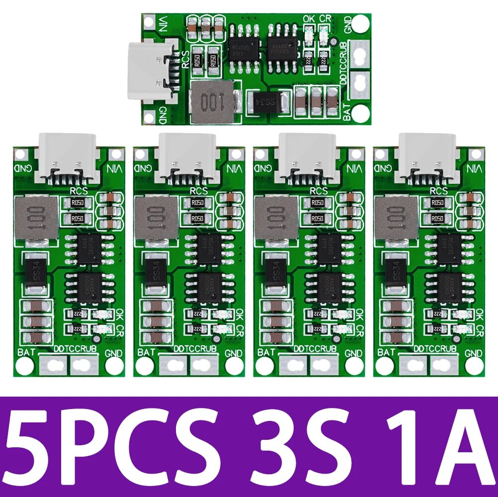 5PCS 3S 1A повышающий модуль заряда для литиевых аккумуляторов