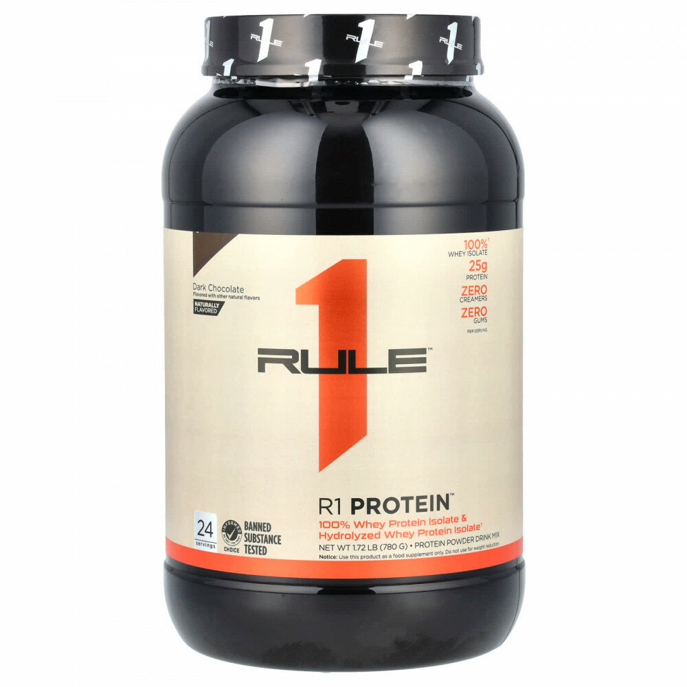 Rule One Proteins, R1 Protein™, сывороточный изолят, со вкусом темного шоколада, 780 г (1,72 фунта)