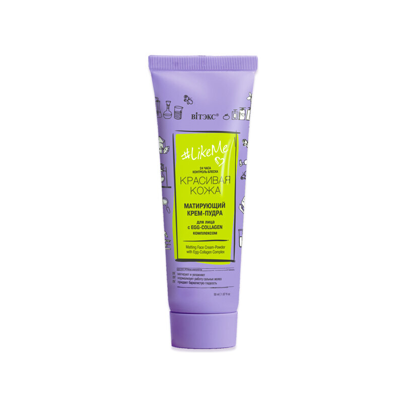 Витэкс матирующий крем-пудра для лица с egg-collagen комплексом, 24 часа 50 мл