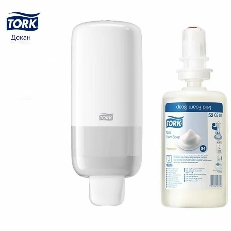 Диспенсер для мыла-пены в картриджах Tork S4 Elevation 452000, сенсорный, 1000 мл, белыйПенящаяся упаковка дезинфицирующего средства для рук