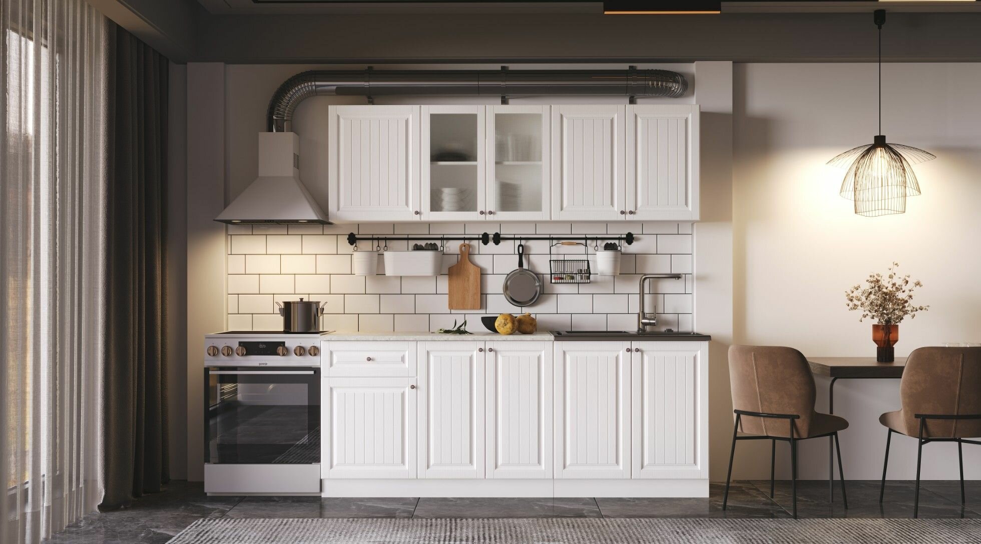 Кухонный гарнитур Хозяюшка 2.0 м Акация белая