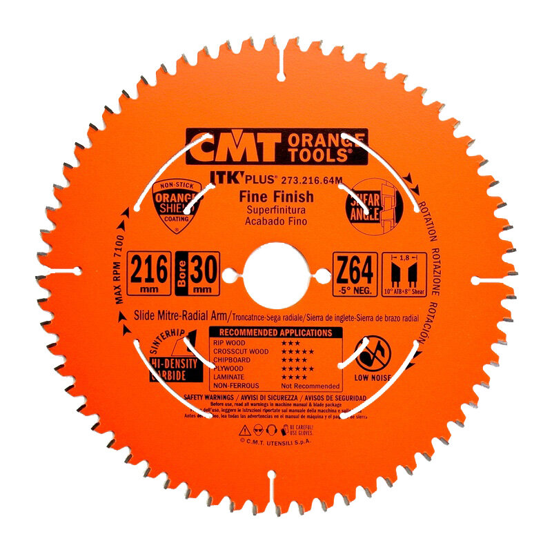 Диск пильный 216x30x1,8/1,2 -5 10 ATB + 8 SHEAR Z 64 CMT 273.216.64M