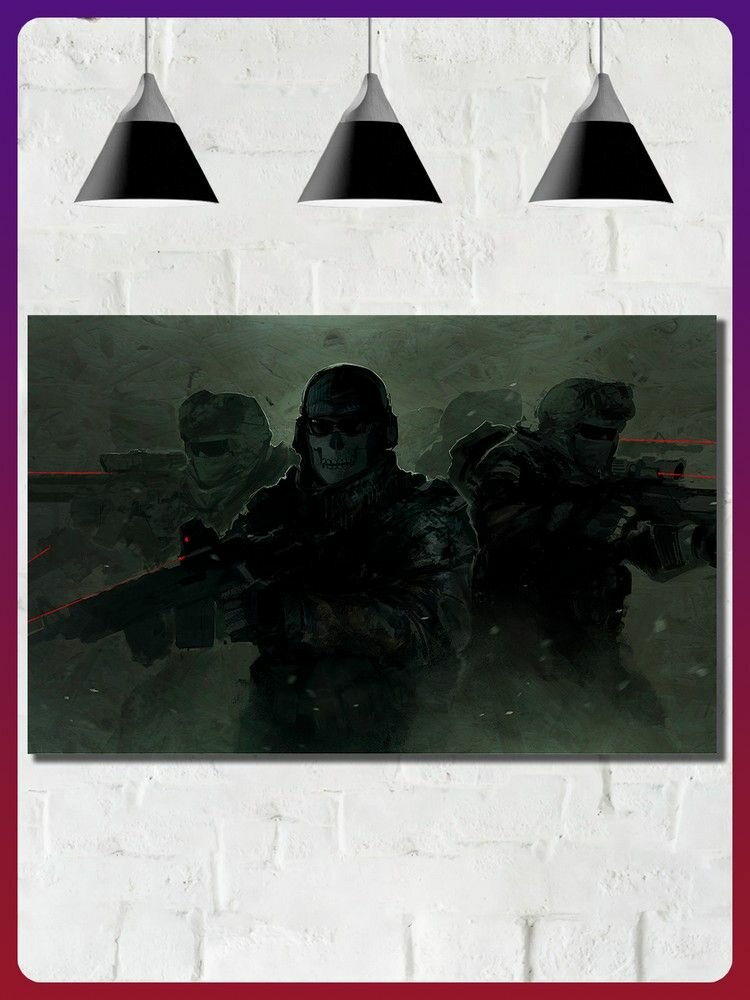 Картина интерьерная на рельефной доске игры Call of Duty (шутер, череп, PS, Xbox, PC, Switch) - 62412328