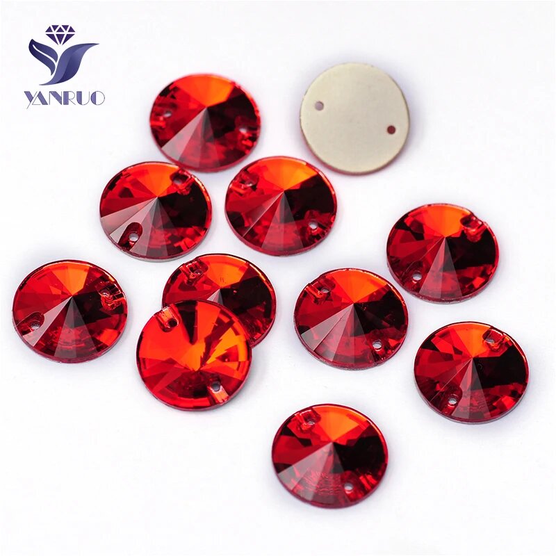 Красные пришивные стразы YANRUO Rivoli 10mm 35Pcs