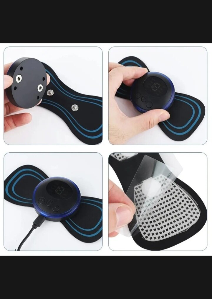 Мини-массажер для тела EMS, импульсный массажер для снятия боли в шее, массажер для тела EMS «бабочка» для мужчин и женщин, многофункциональное устройство для массажа всего тела, светодиодный дисплей, сенсорная кнопка, съемный пастер