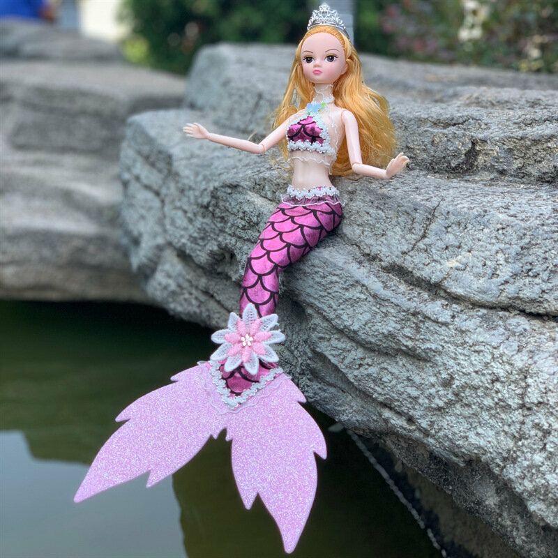 Кукла Русалка в розовом наряде (45см, с аксессуарами, подвижные части тела, пластик, от 3 лет) 247896, (Shenzhen Longhua bing bing Gift Shop)