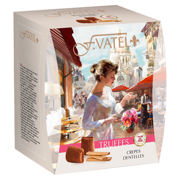 Конфеты т. м. F.VATEL трюфель с кусочками хрустящего панкейка /картон/ 200г