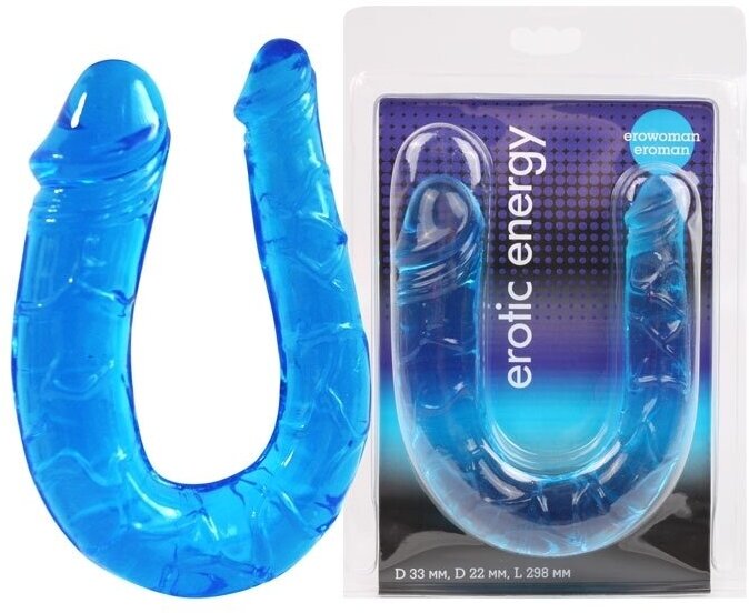 Двухсторонний фаллоимитатор Twin Head Double Dong голубого цвета - 29,8 см.