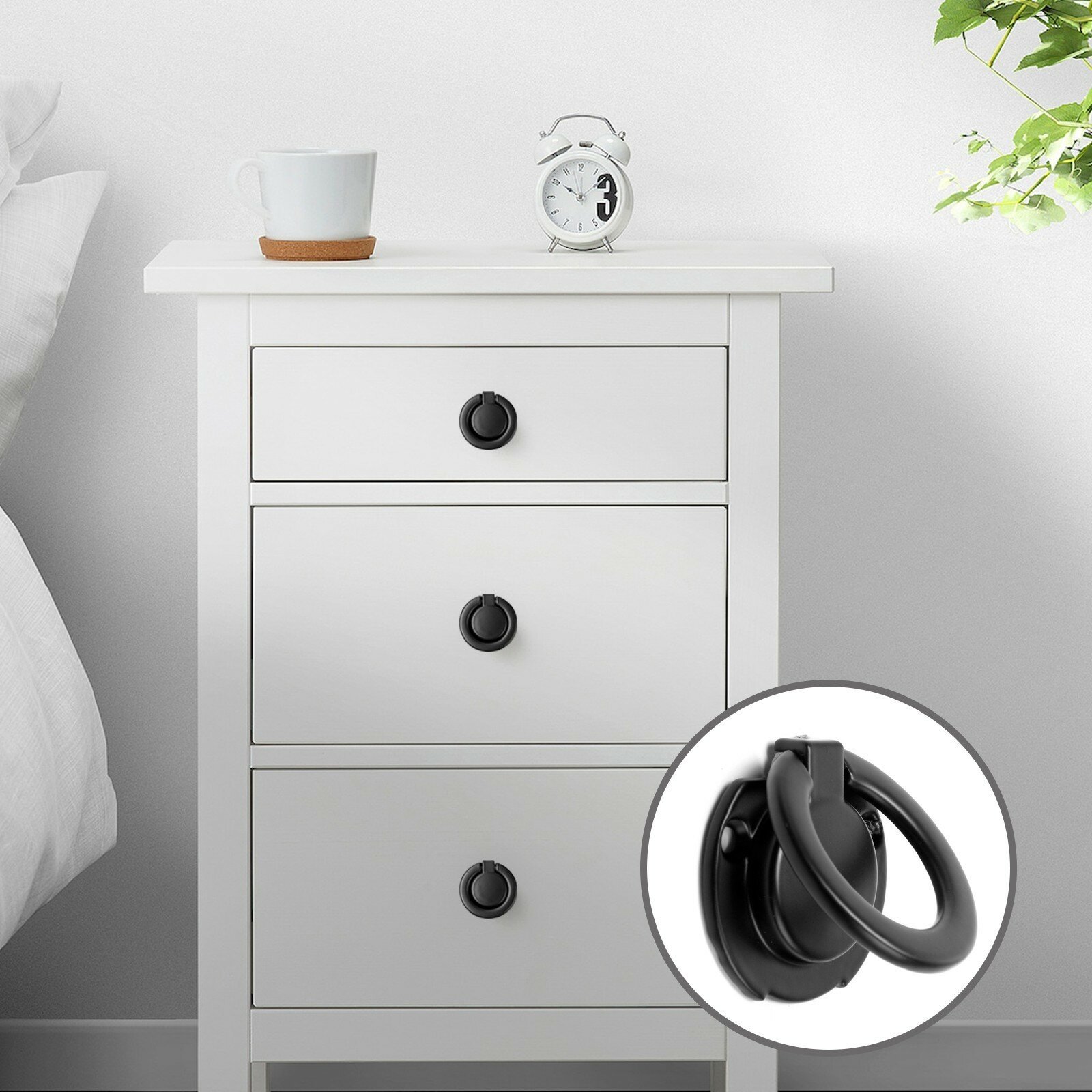 Ручка-кнопка CAPPIO RK132, мебельная, цвет черный, 8 шт.