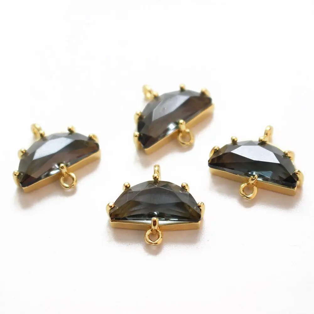 4 шт. Позолоченные кристаллы подвески для сережек Черный, Black