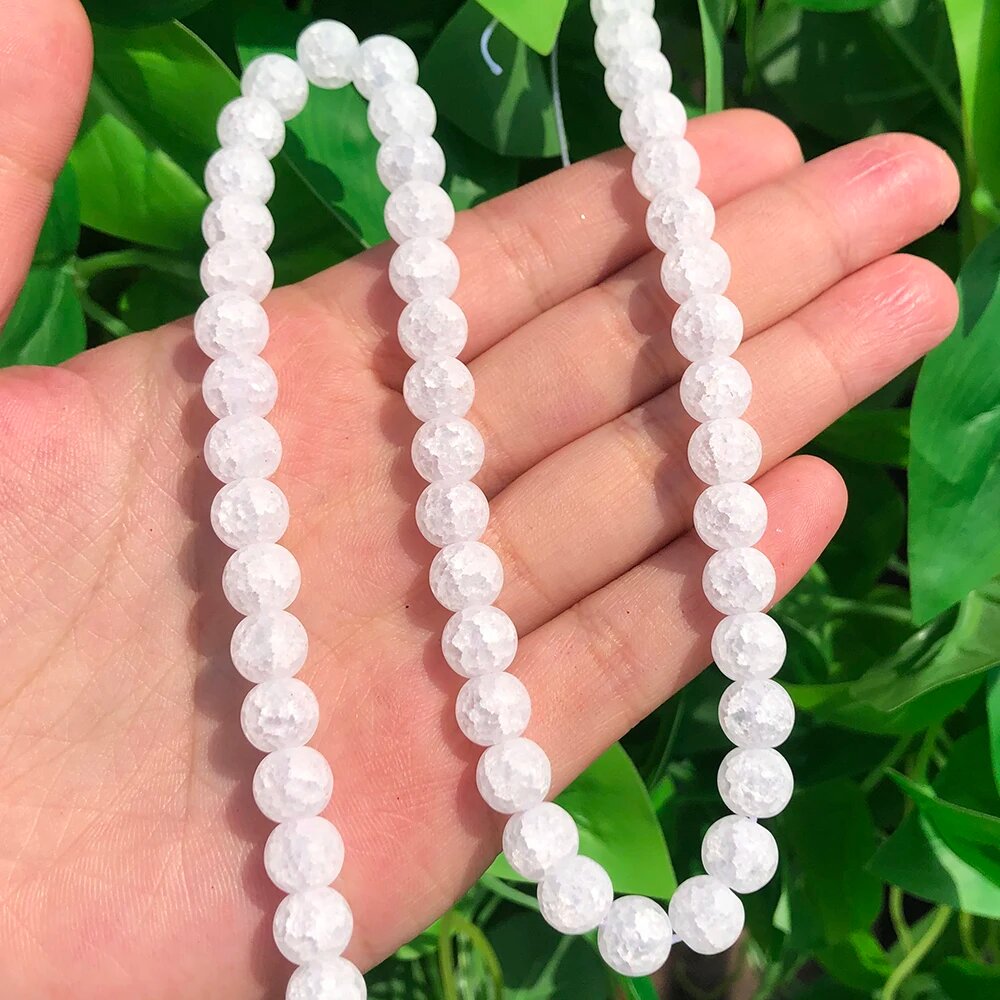Белые треснутые кварцевые бусины GMB724 4 6 8 10 12 мм Белый, 6mm approx 61-63pcs, Matte White