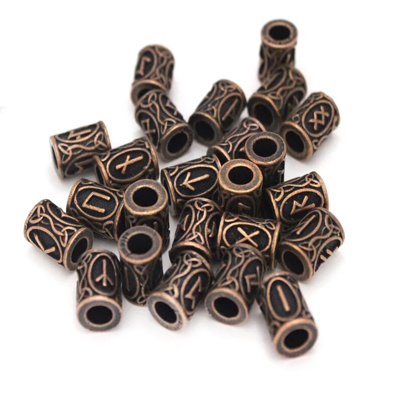 Бусины-разделители для волос, 20 шт, коричневые, Antique red copper