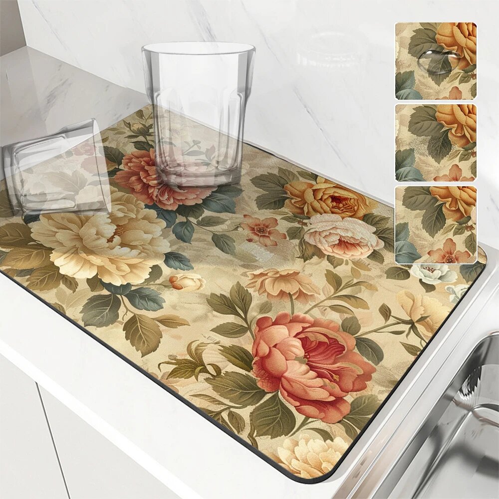 Кухонный впитывающий коврик для посуды Floral Plant 40-60cm 15.7-23.6in, XSDTE1736(2)
