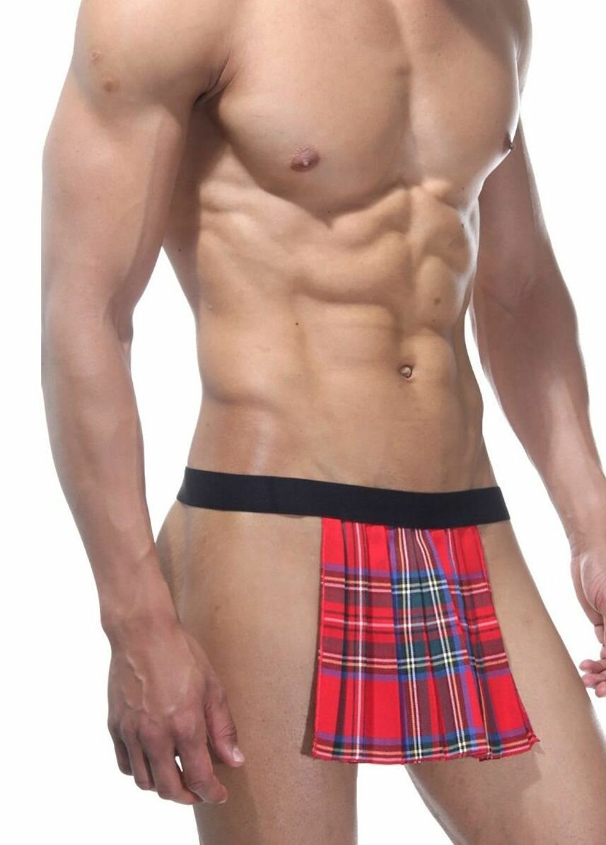 Трусы-килт мужские, размер S-M, клетка "красная шотландка", 85% полиамид