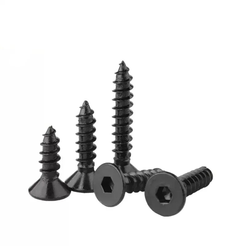 Черный никелированный саморез M3-M6 с шестигранной и потайной головкой из M5-10pcs, Black, 25mm