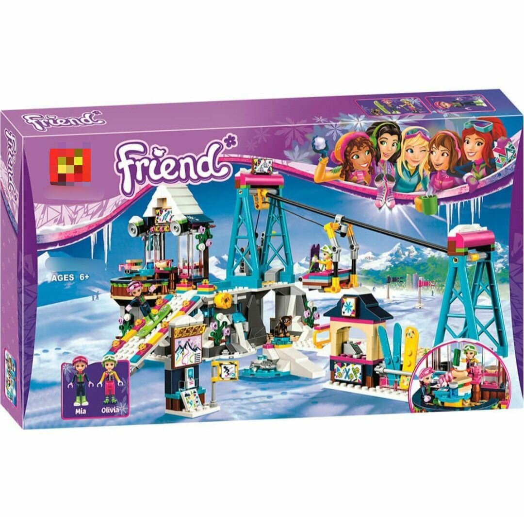 Конструктор Френдс Горнолыжный курорт: подъёмник, 591 деталь, совместим с Friends 41324 Зимние развлечения