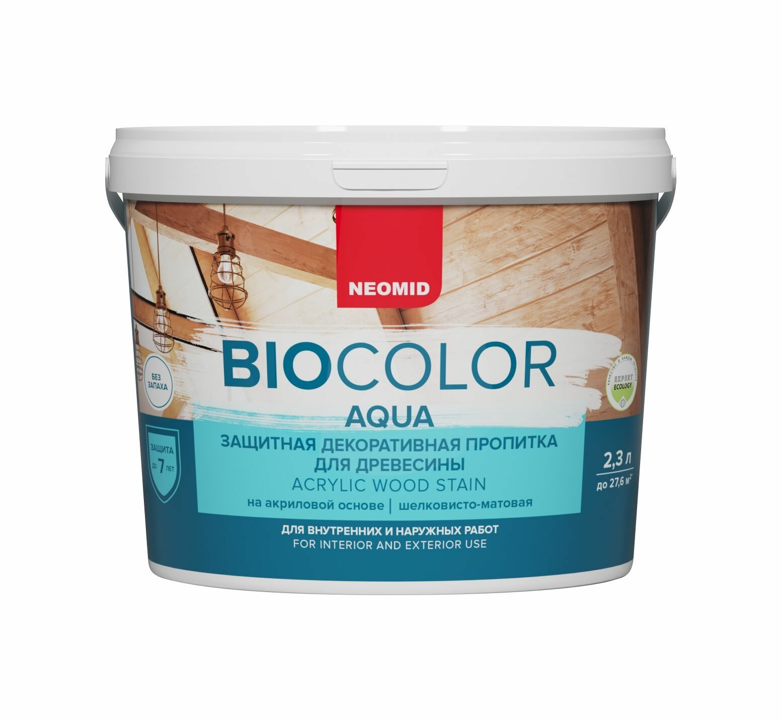 Защитная декоративная пропитка для древесины NEOMID BiO COLOR Aqua белый 2.3л