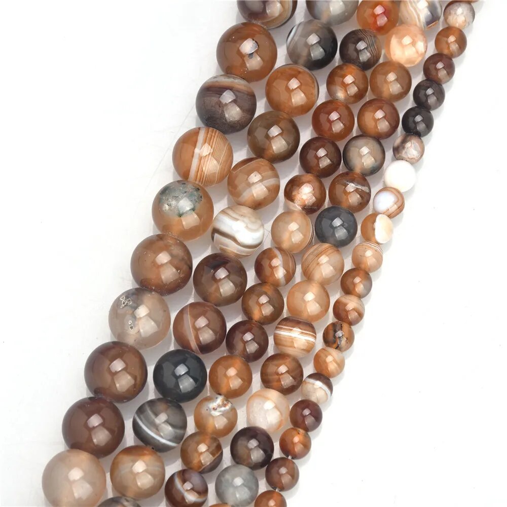 Бусины из агата коричневого цвета 4-12 мм 8mm (45-47Pcs)