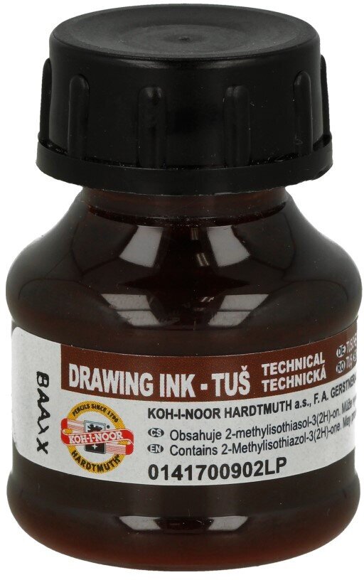 Тушь акриловая плакатная Koh-I-Noor, 20 мл, коричневая, водостойкая