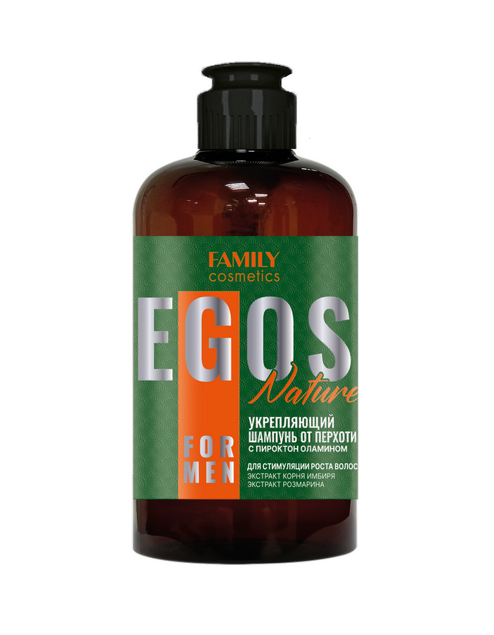 Family Cosmetics For Men - Egos Nature Укрепляющий шампунь от перхоти "с пироктон оламином" для стимуляции роста волос 470 мл.