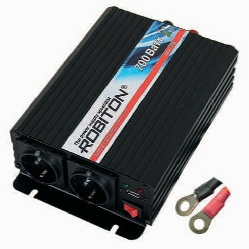 Автомобильный инвертор R700 DC/AC 12V-220V, 700W, с USB вых, 2 евророзетки,12173 Robiton