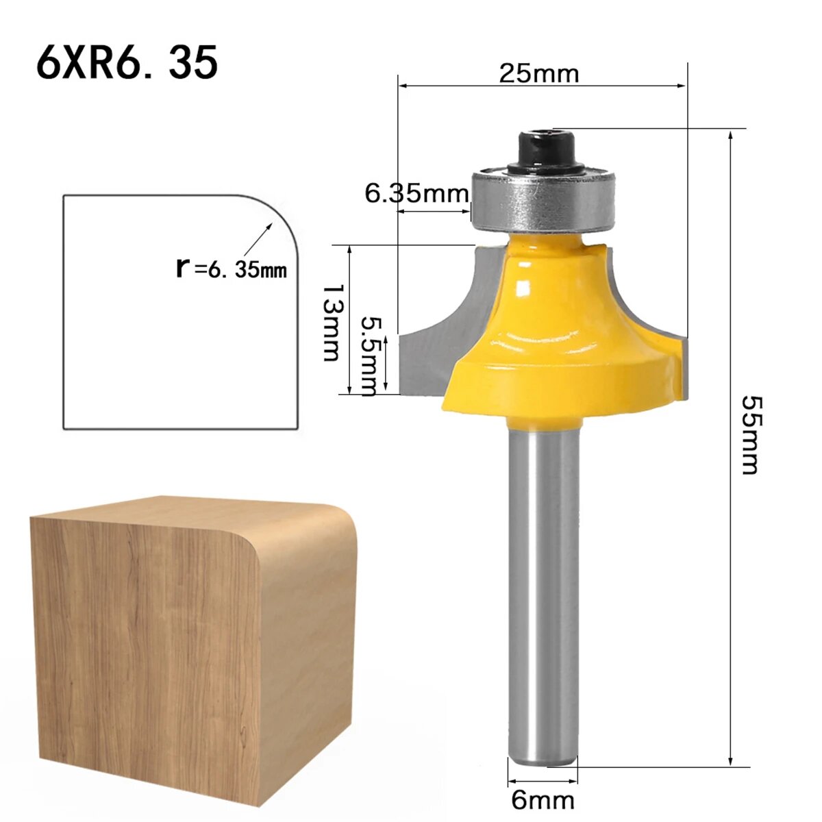 Фреза радиусная VENSTPOW 6XR 6.35mm, 55мм