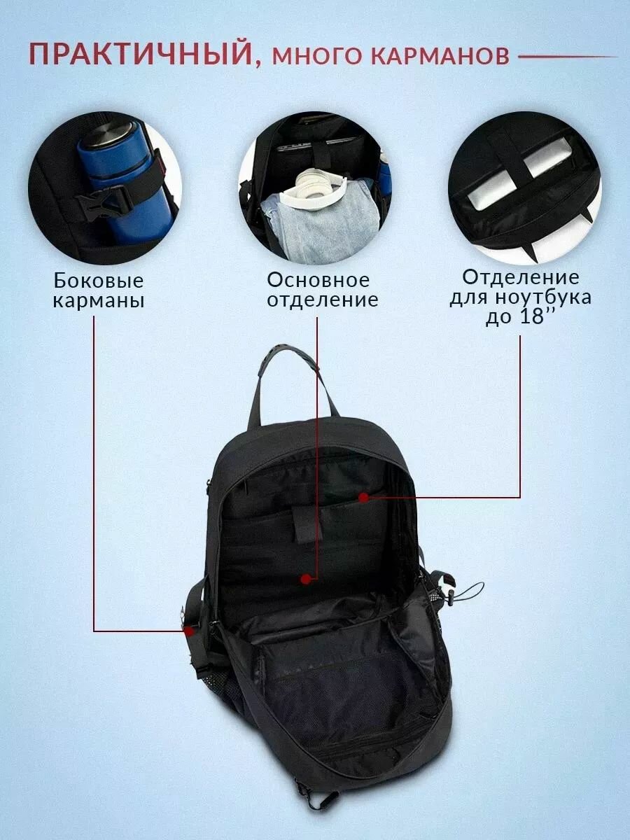 Рюкзак LianXin, с USB, для ноутбука, влагонепроницаемый, черный — фото 1