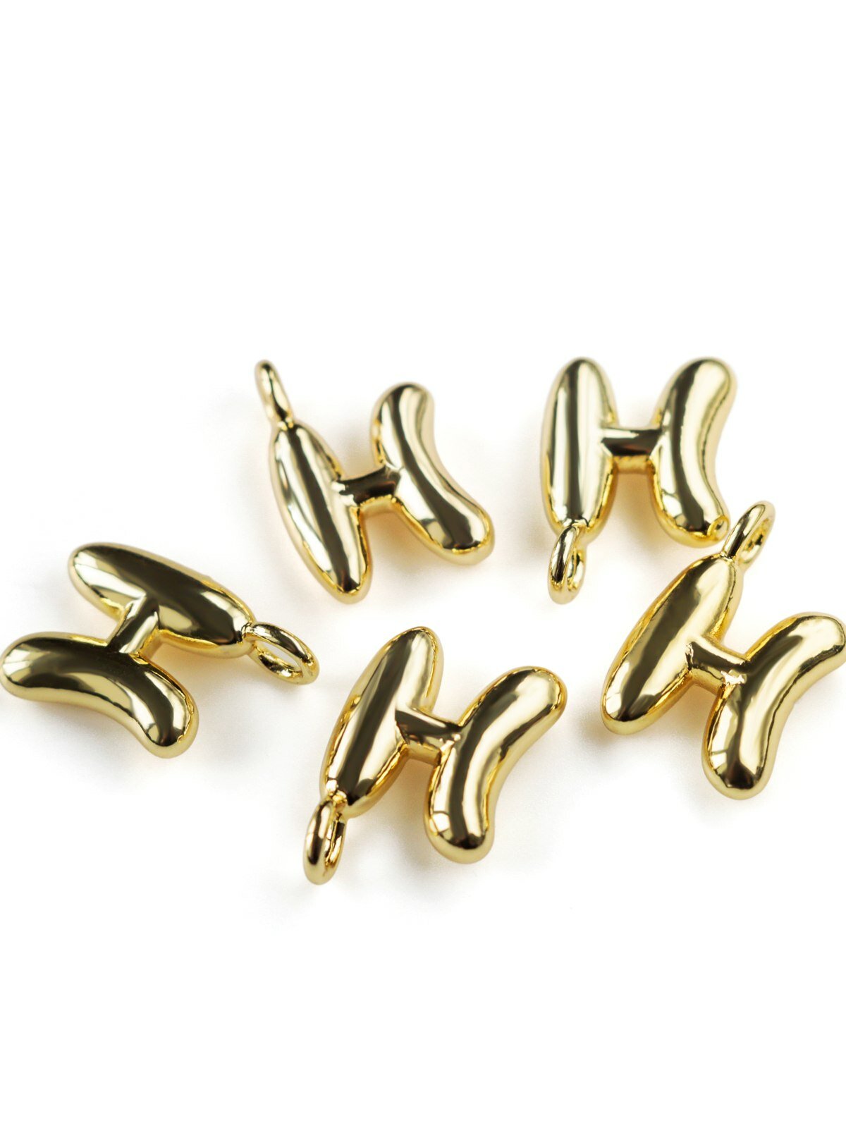 Подвеска металл позолота 2 шт. Буква H для рукоделия / браслета / сережек, 18.5-20x6-19x4.5-5.5 мм